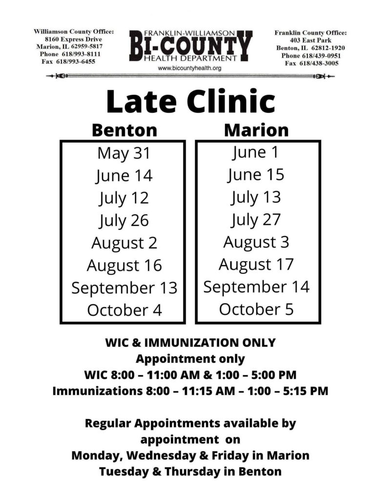 Late clinic 2022 – Franklin- Williamson Bicounty Health Department
